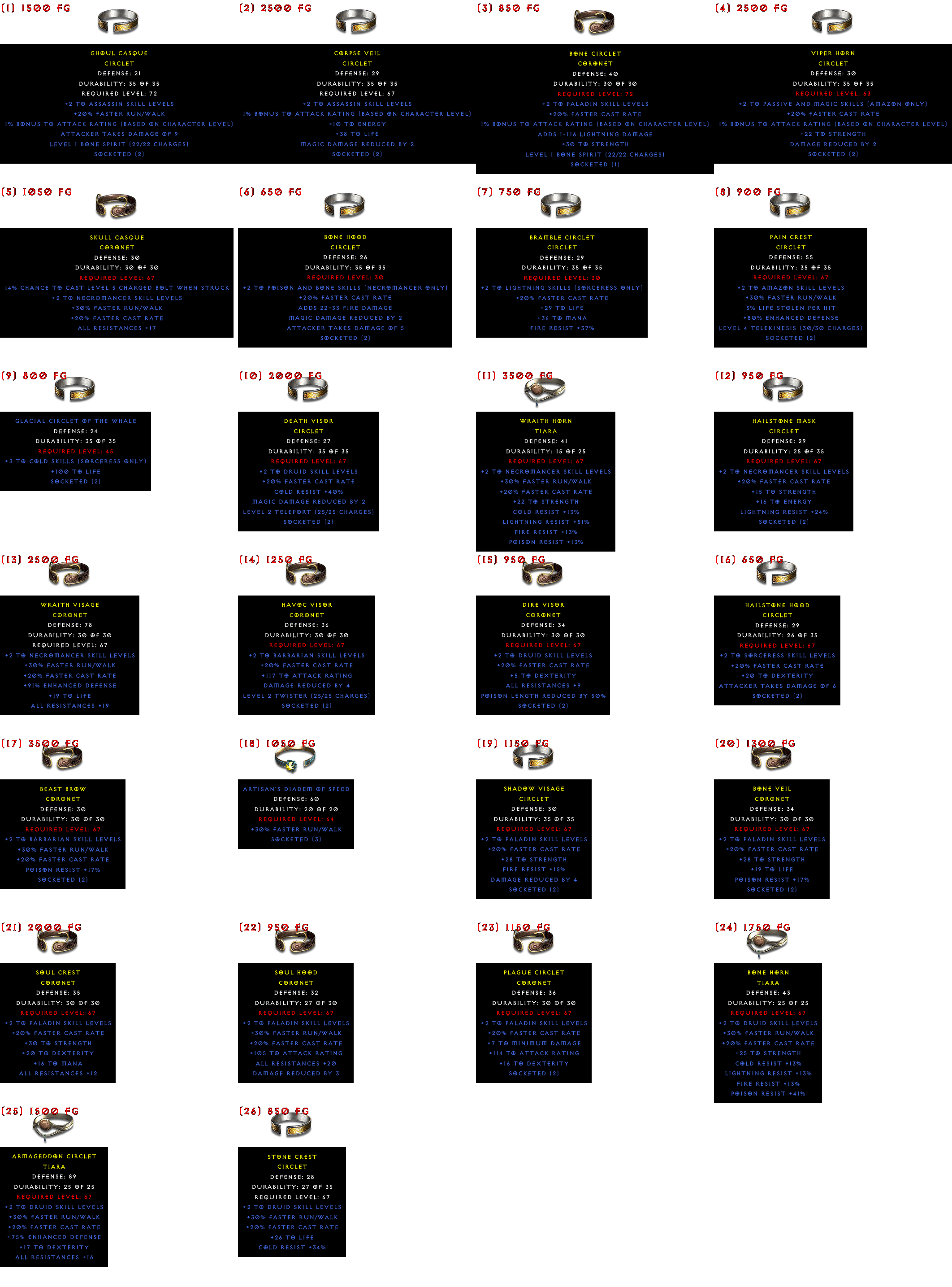 Updated Non-ladder Circlet Gallery - Topic - d2jsp